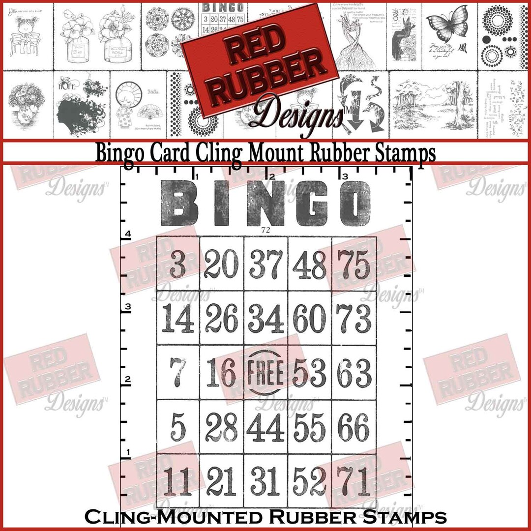 Bingo Card Cling Mount Rubber Stamps - Etsy