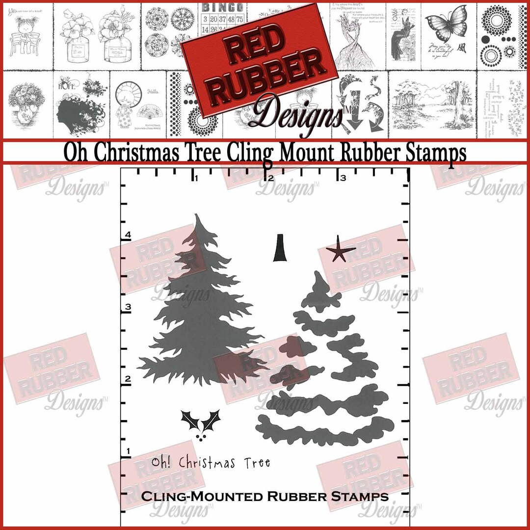 Oh Christmas Tree Cling Mount Rubber Stamps - Etsy