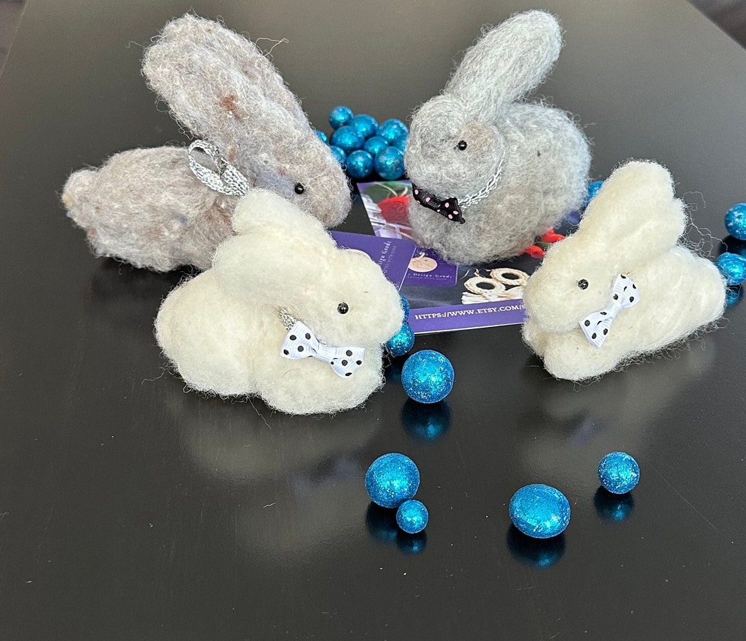 Easter, Felted, Bunny, Rabbits, Merino Wool, Ornament, Decoration ...