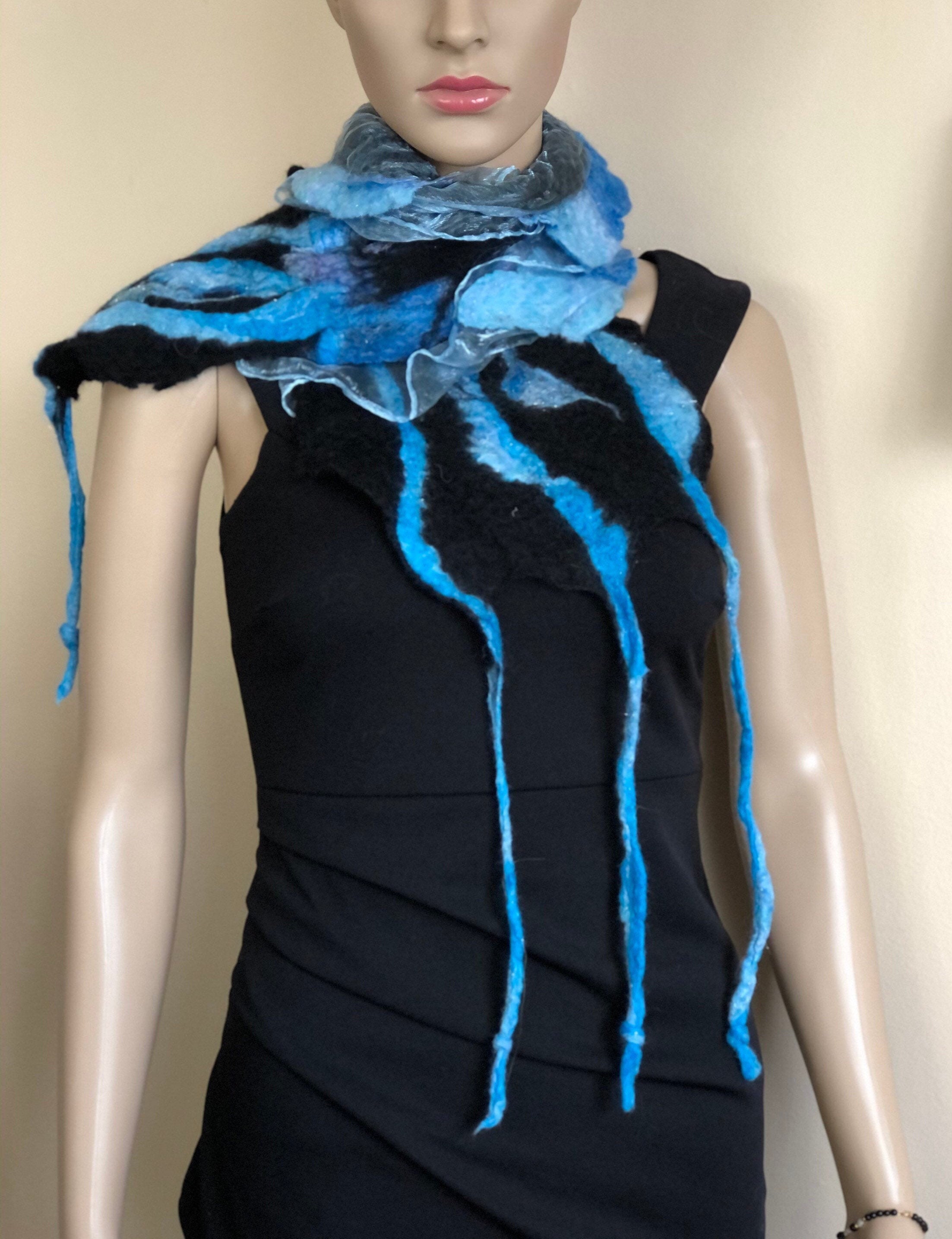 Beautiful Turquoise Blue Color Hand Nuno Felted SCARF/SHAWL. - Etsy