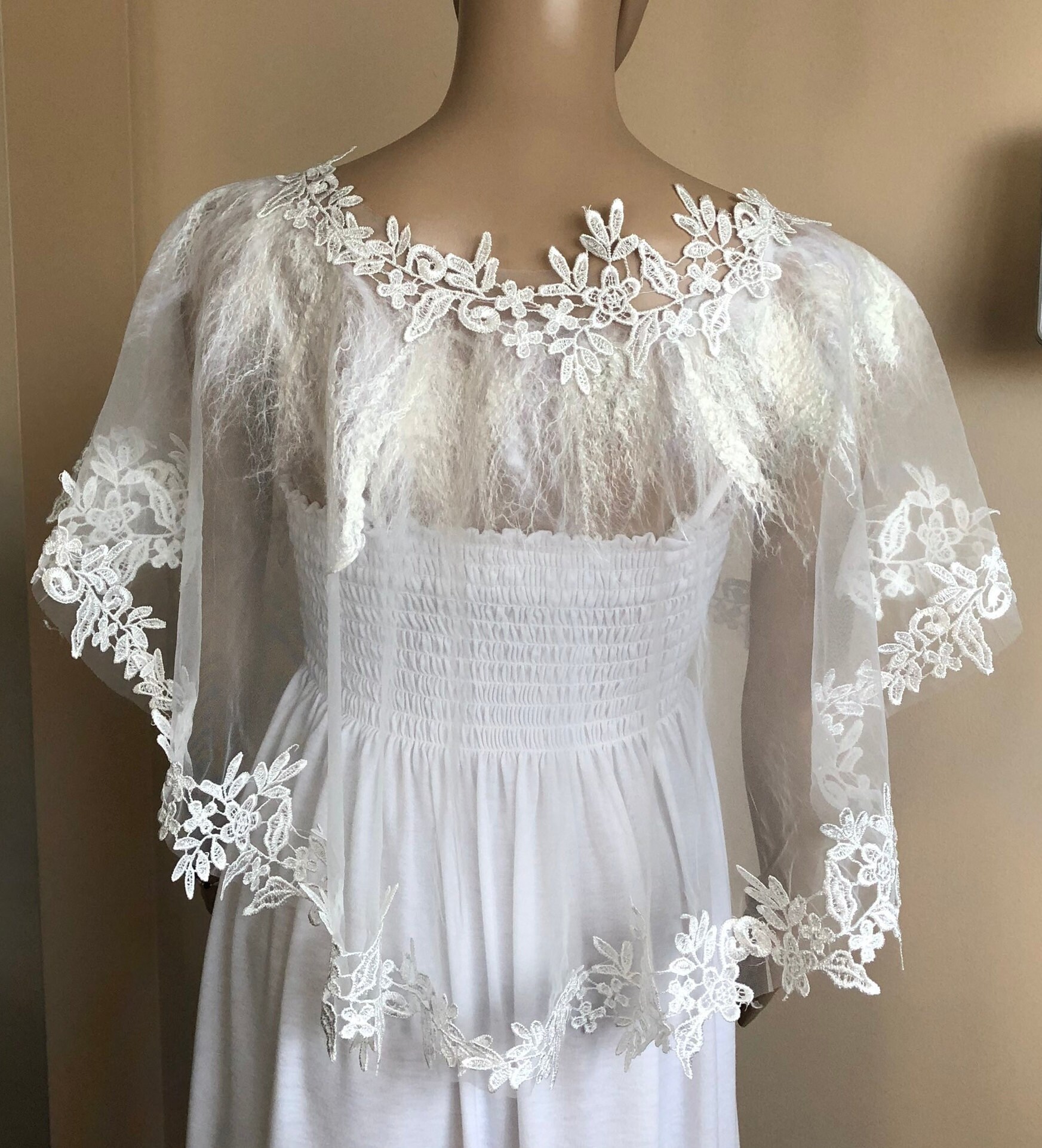 Wedding Dress Topper Poncho Wedding / Party / Evening Merino Wool Wrap ...