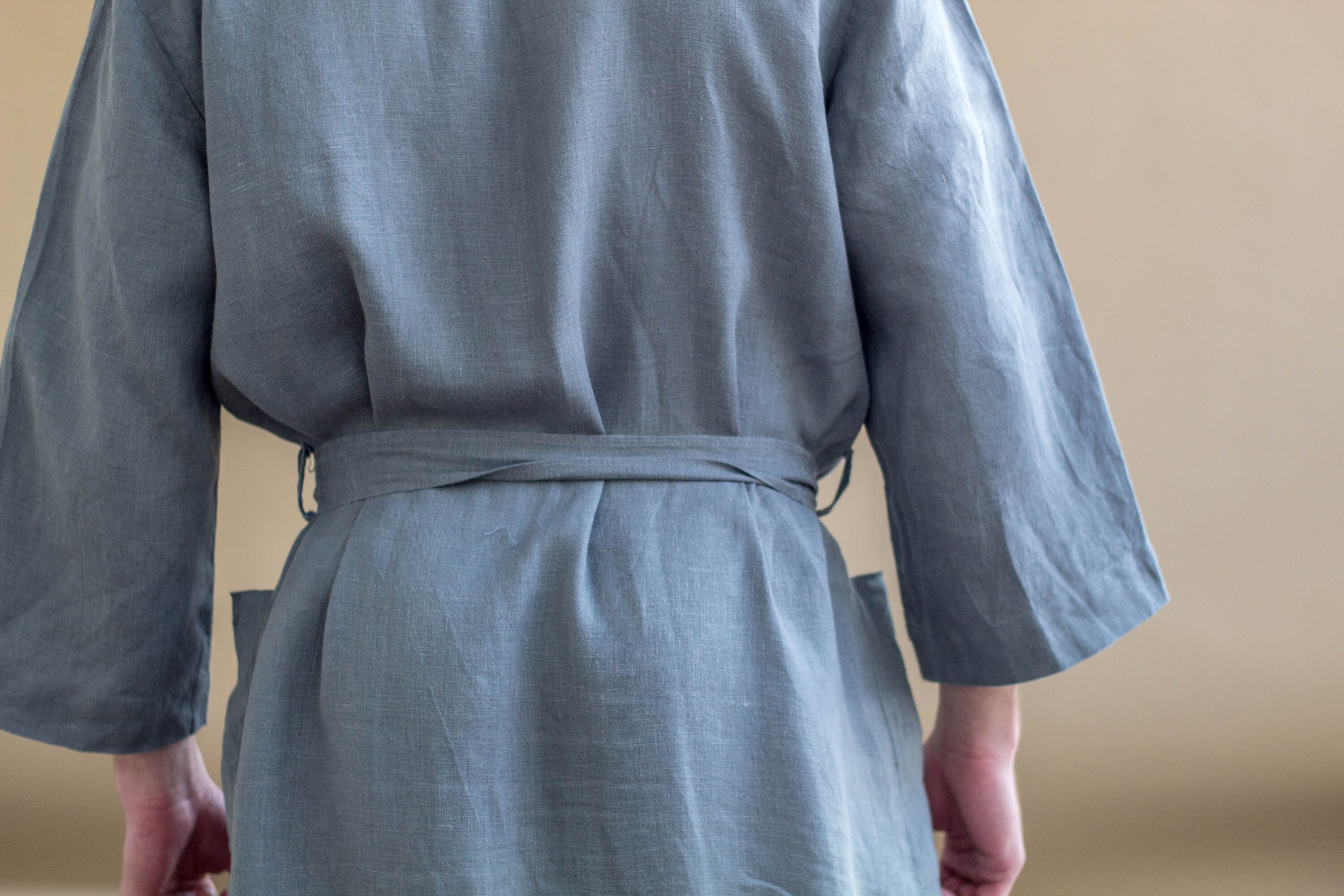 Gray Linen Robe for Men Linen Bathrobe Dressing Gown - Etsy