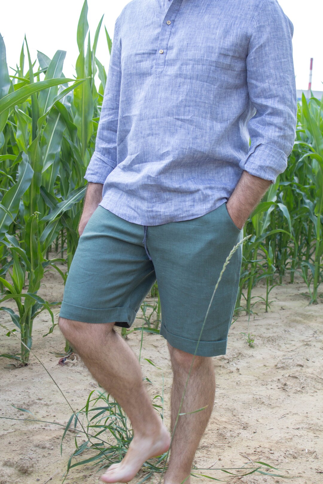 Linen Shorts for Men, Organic Summer Clothing - Etsy