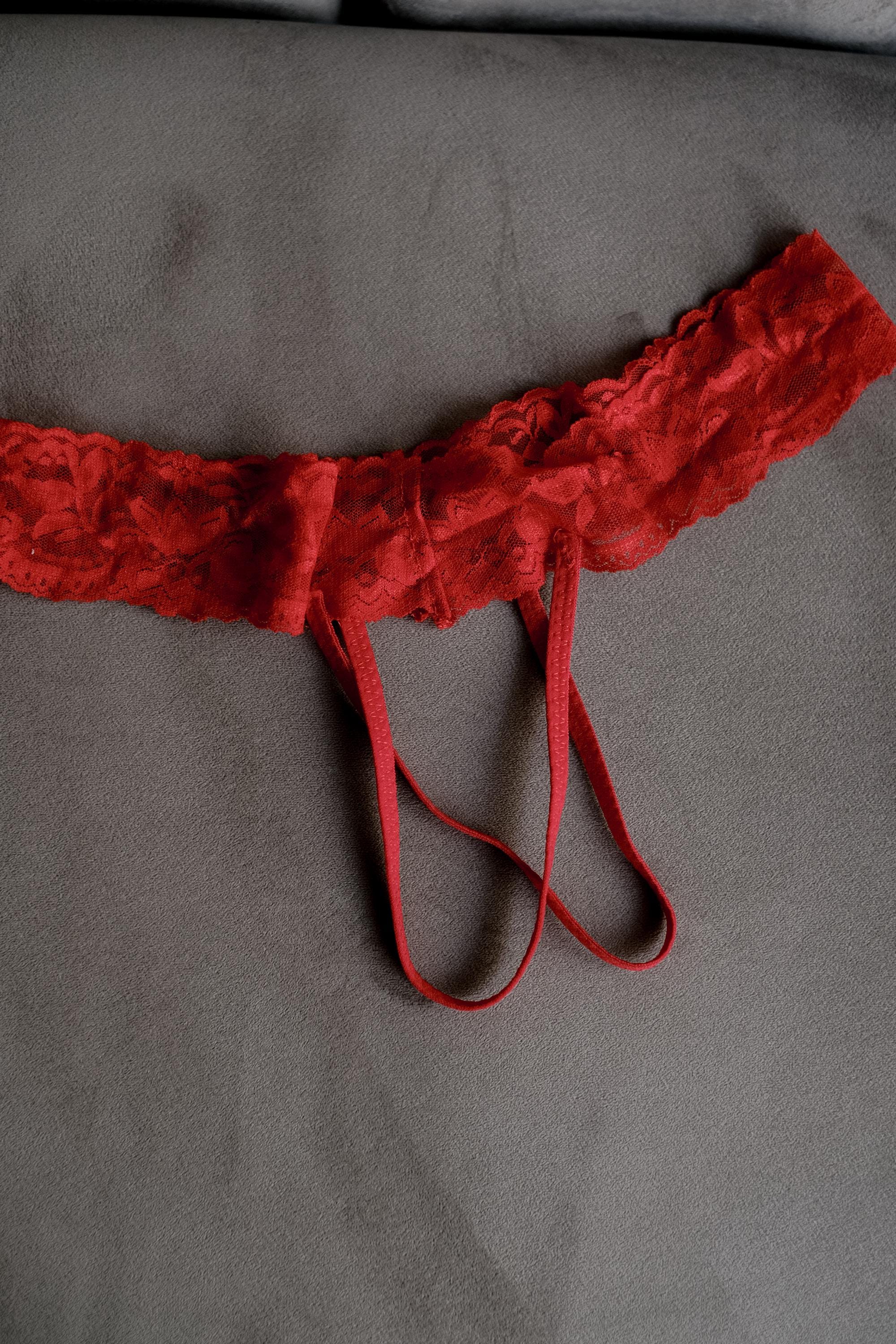 Red Crotchless Panties - Open Crotch Lingerie - Sexy Anniversary Gift ...