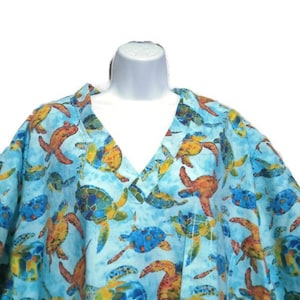 NEW!! Tropical Turtles in Water Medical Scrub Top Nurse Scrubs Hospital ...