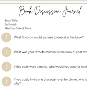 Book Club Discussion Journal Printable | Tan Dots - Etsy