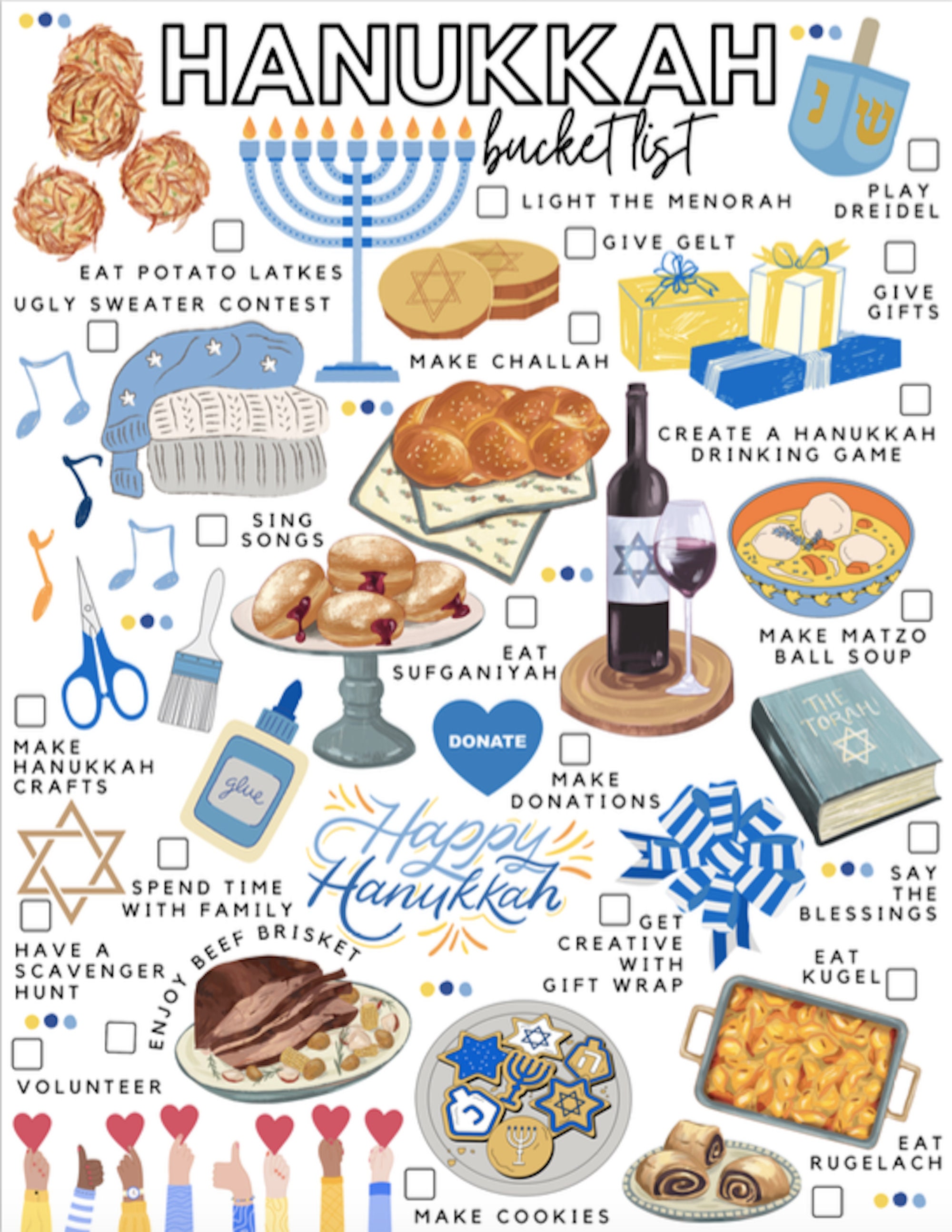 Printable Hanukkah Bucket List: Holiday Activity To-do (PDF) - Etsy