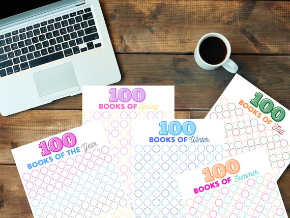 100 Book Tracker Printable Pages Seasonal - Etsy