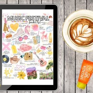 Printable Music Festival Bucket List | Music Festival Checklist - Etsy