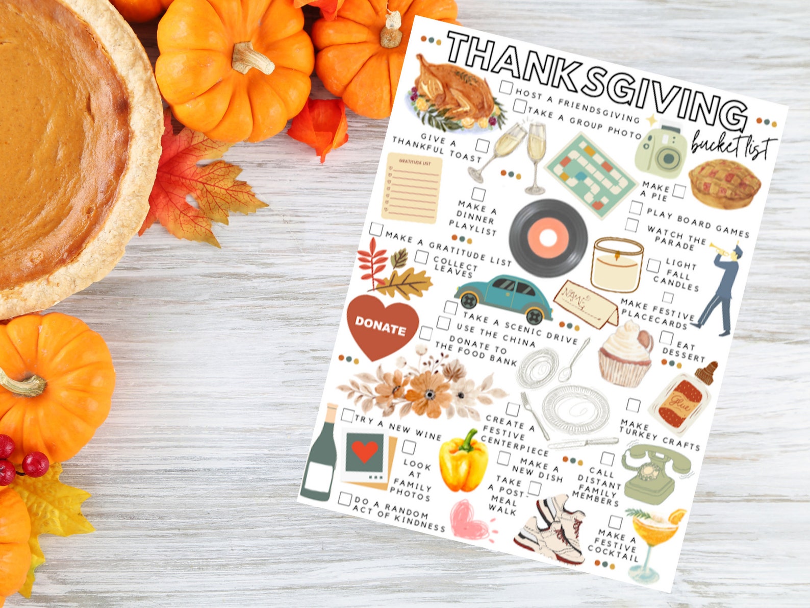 Printable Thanksgiving Bucket List: Holiday Activity Sheet (PDF) - Etsy