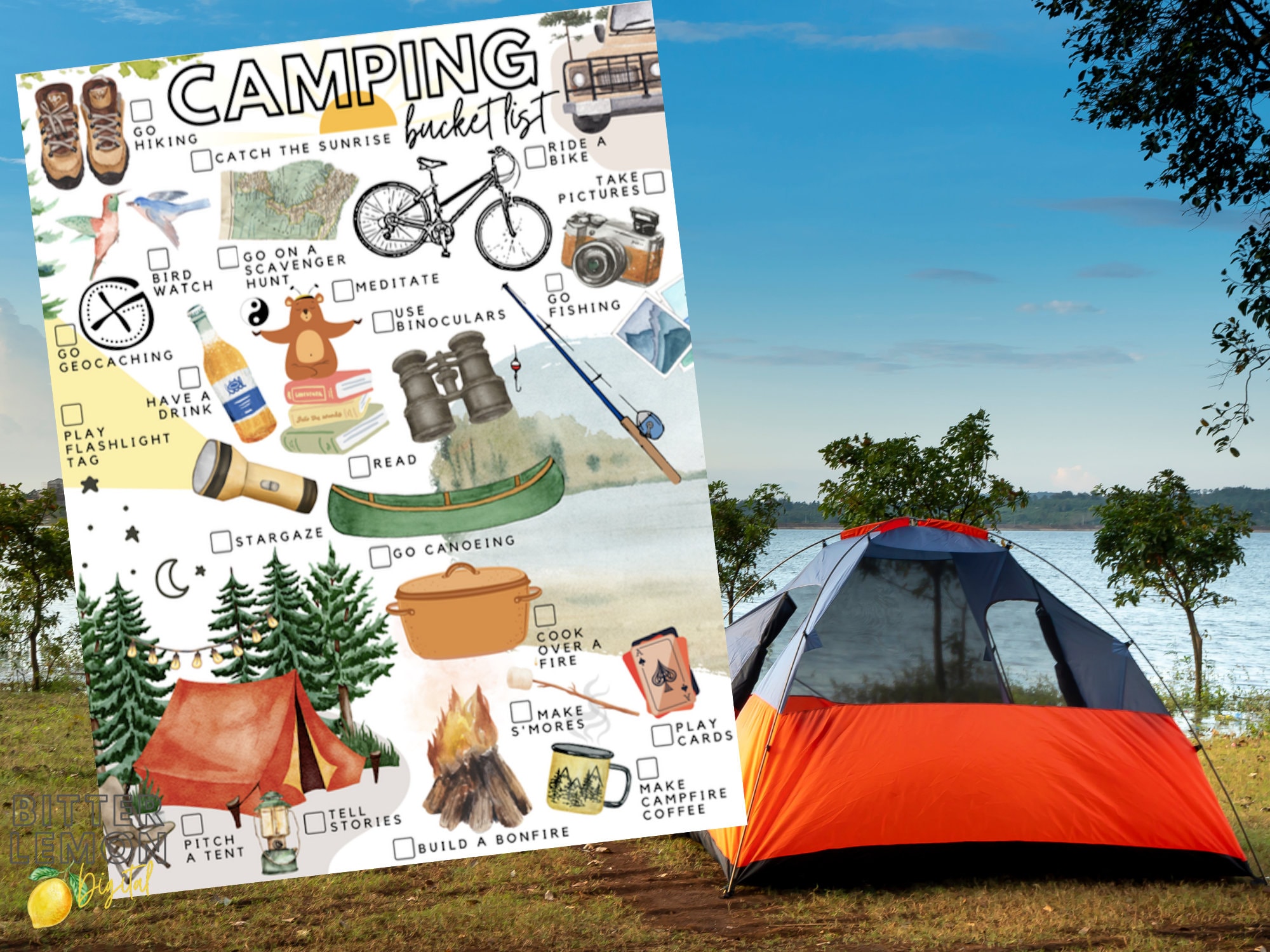 Printable Camping Bucket List Camping Activities List - Etsy