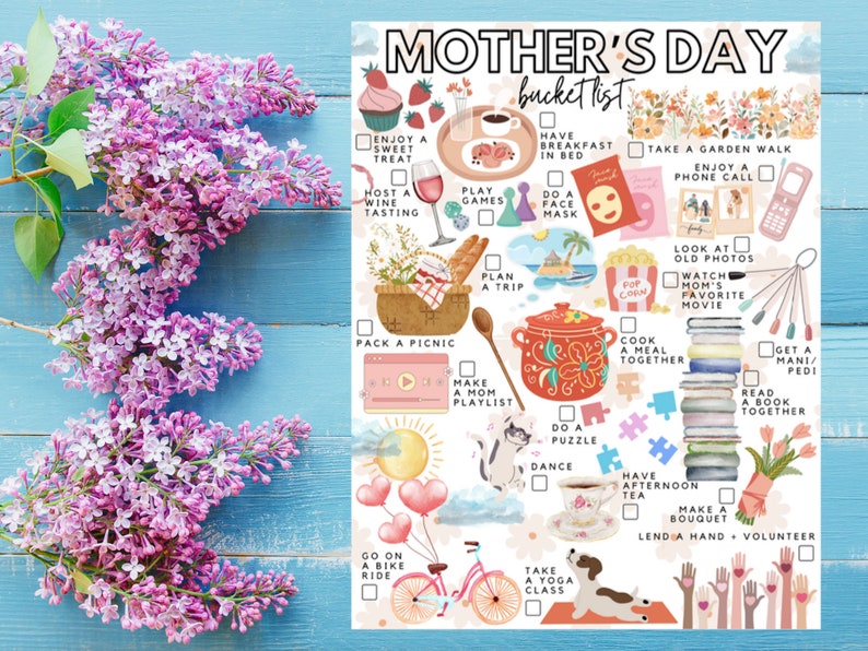 Printable Mother's Day Bucket List Mother's Day - Etsy