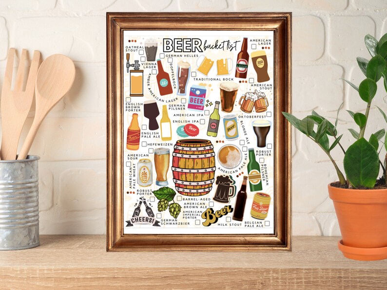 Printable Beer Bucket List Beer Lover's To-drink List Types of Beer - Etsy