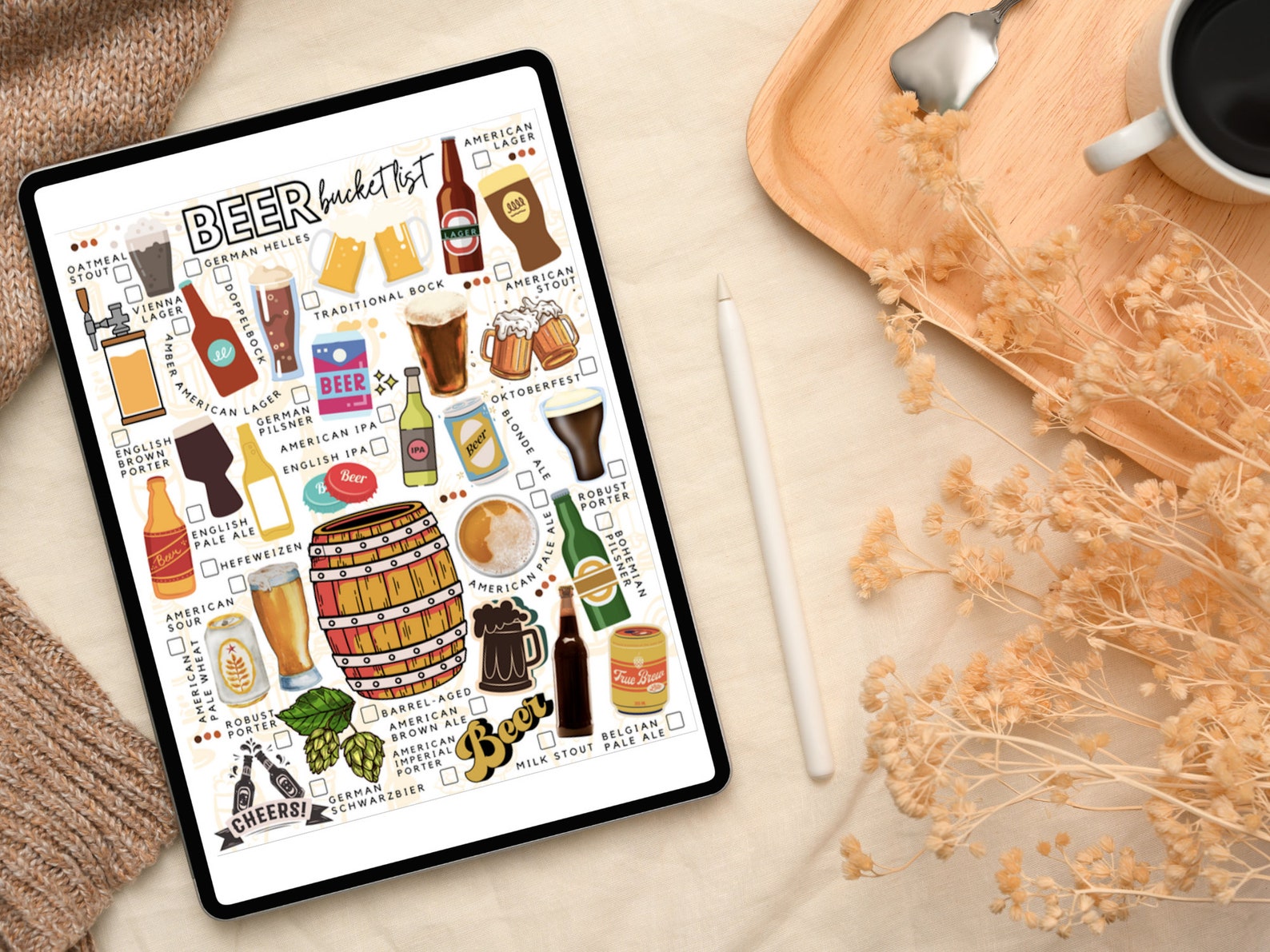 Printable Beer Bucket List Beer Lover's To-drink List Types of Beer ...