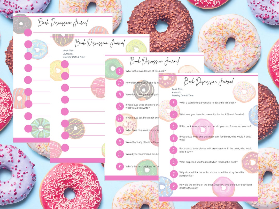 Book Club Discussion Journal Printable Delicious Donuts - Etsy