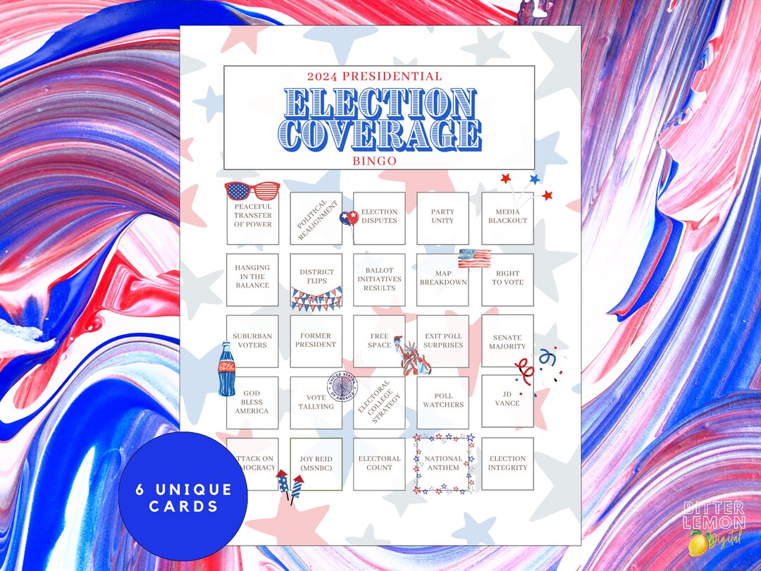 2024 Presidential Election Coverage Printable BINGO Pack of 6 ...