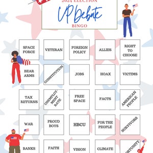 2024 Vice Presidential Debate Printable BINGO Pack of 6 | Election ...