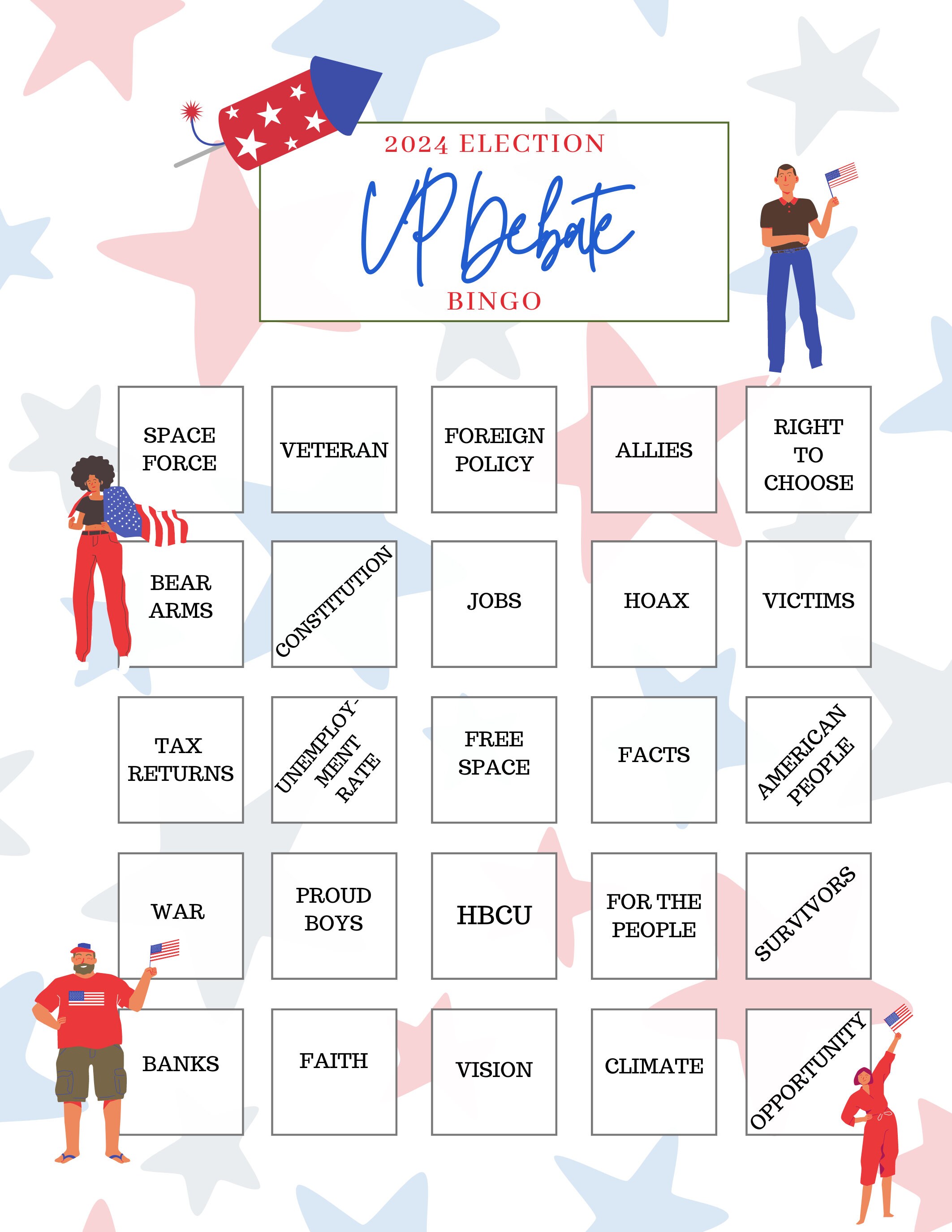 2024 Vice Presidential Debate Printable BINGO Pack of 6 | Election ...