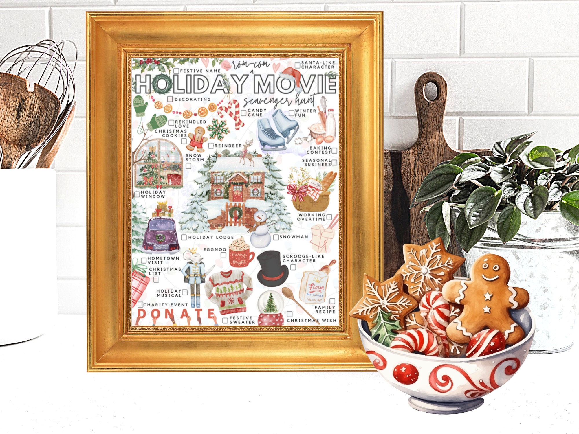 Printable Holiday Movie Scavenger Hunt | Christmas Rom-com Movie ...