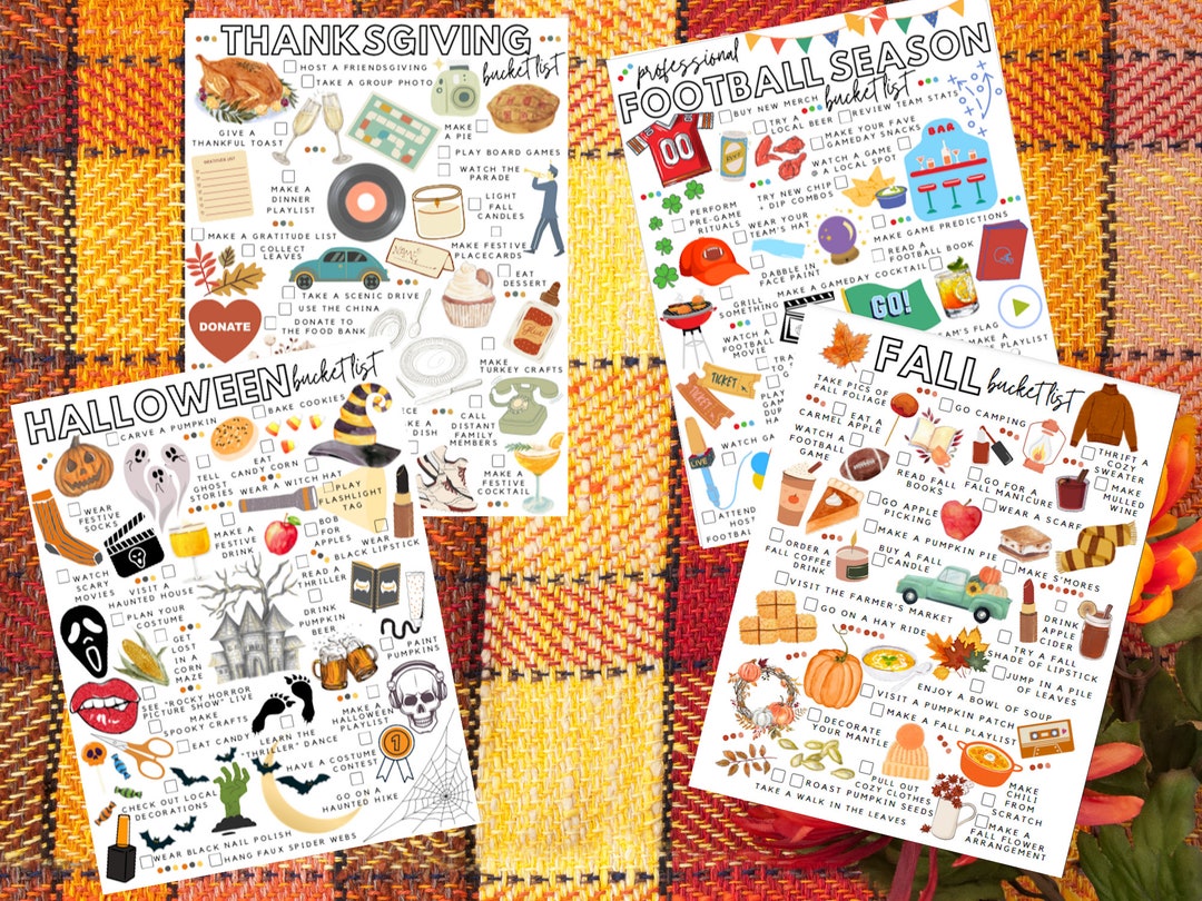 Fall Fun Bucket List Value Pack of 4 | Fall To-do Lists - Etsy