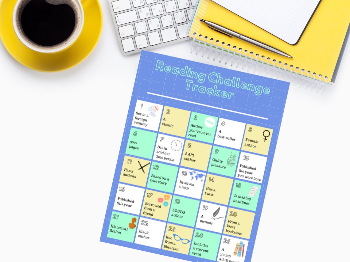 Printable Reading Challenge Tracker 25 Books - Etsy