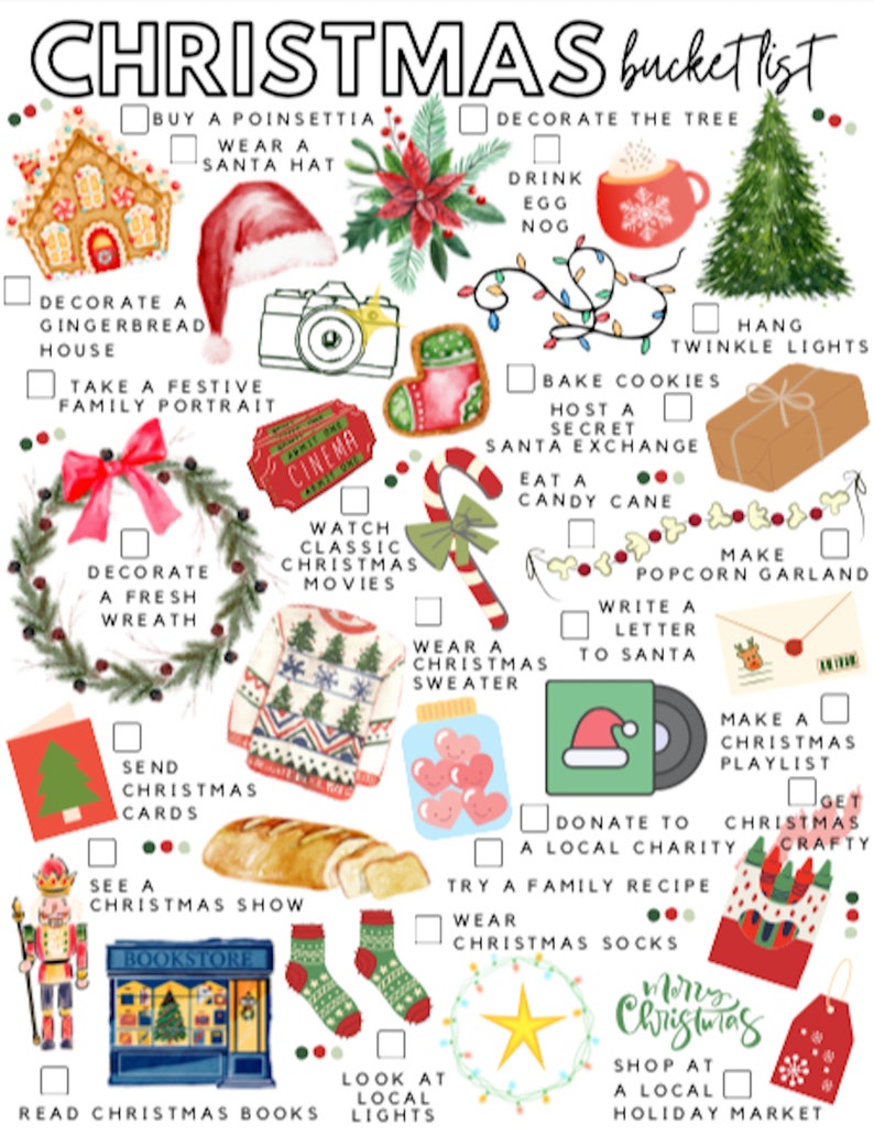 Printable Holiday Bucket List Value Pack of 4 Holiday To-do - Etsy