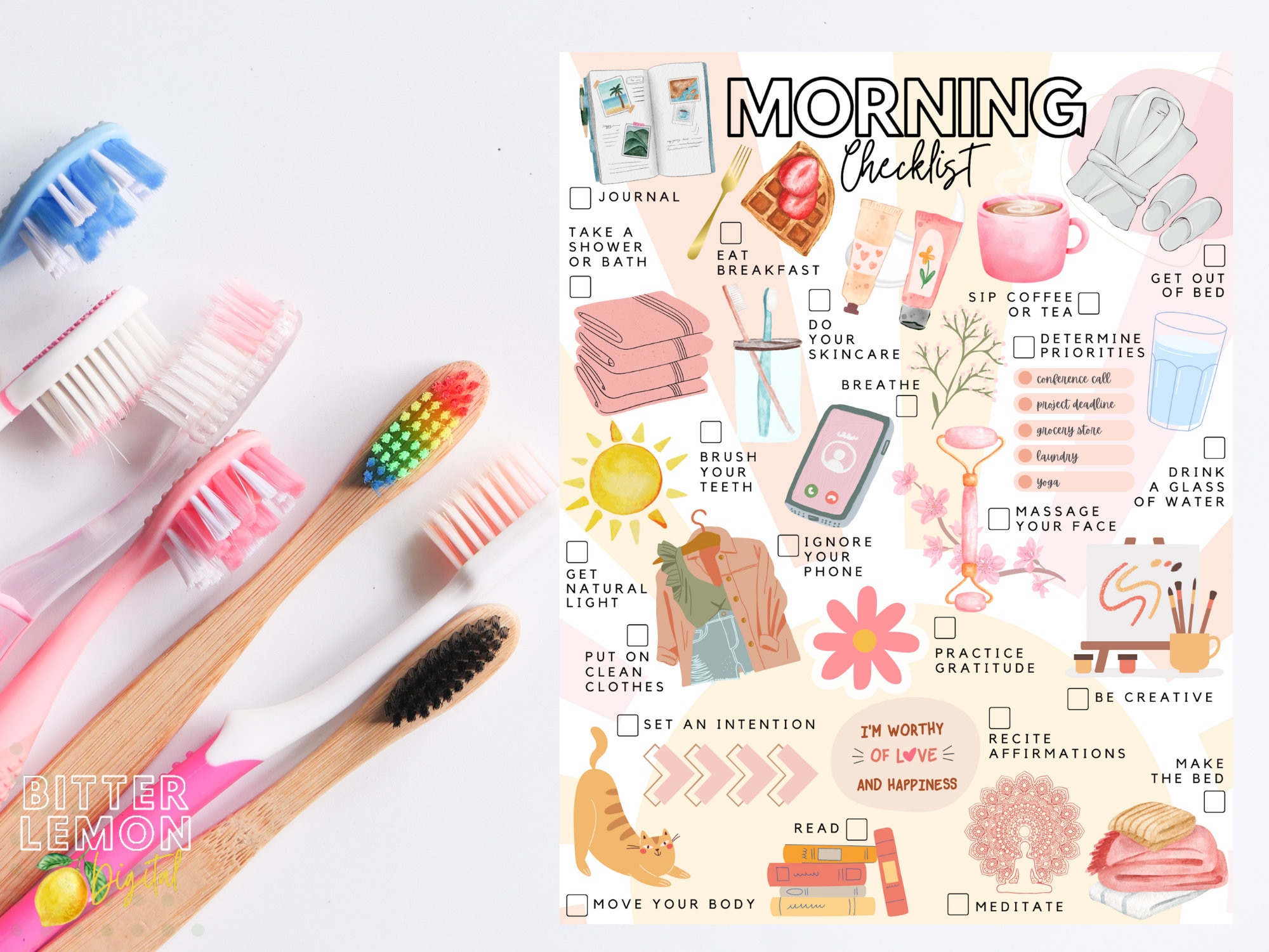 Printable Morning Checklist Morning Routine To-do List - Etsy