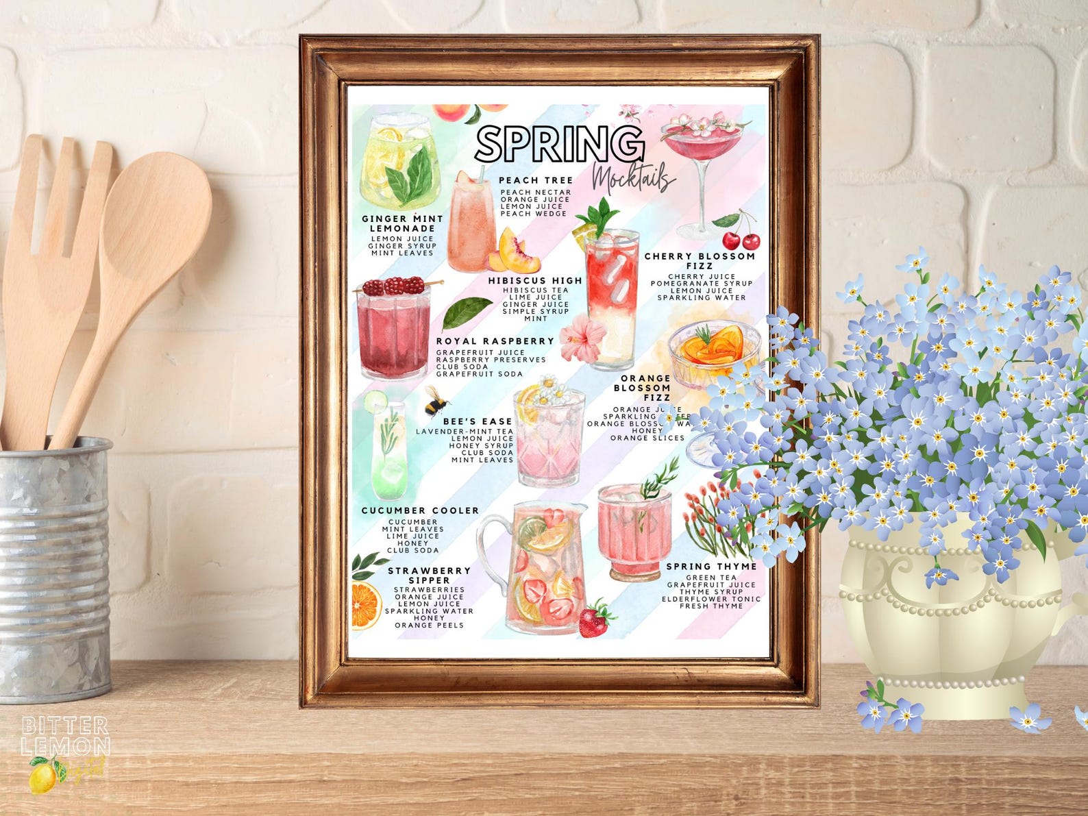 Printable Spring Mocktails List | Non Alcoholic Seasonal Drink Recipes ...