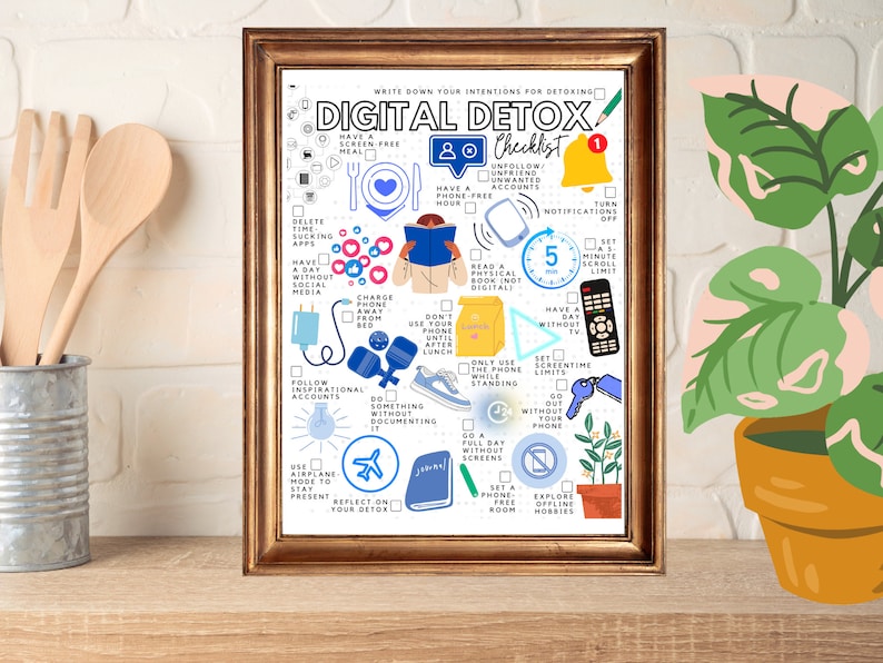 Printable Digital Detox Checklist Social Media Detox To-do List - Etsy