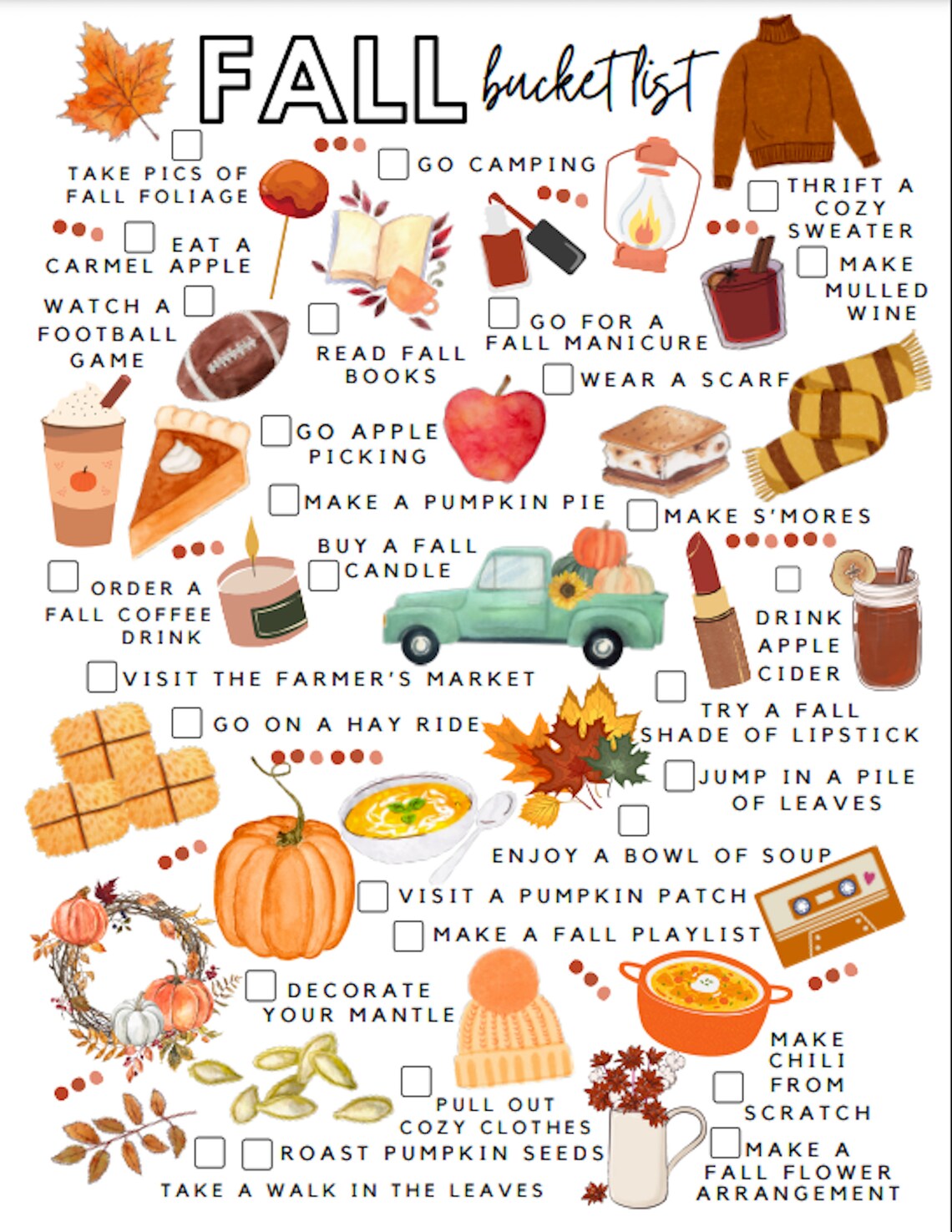 Printable Seasonal Bucket List Value Pack of 4 Seasonal - Etsy