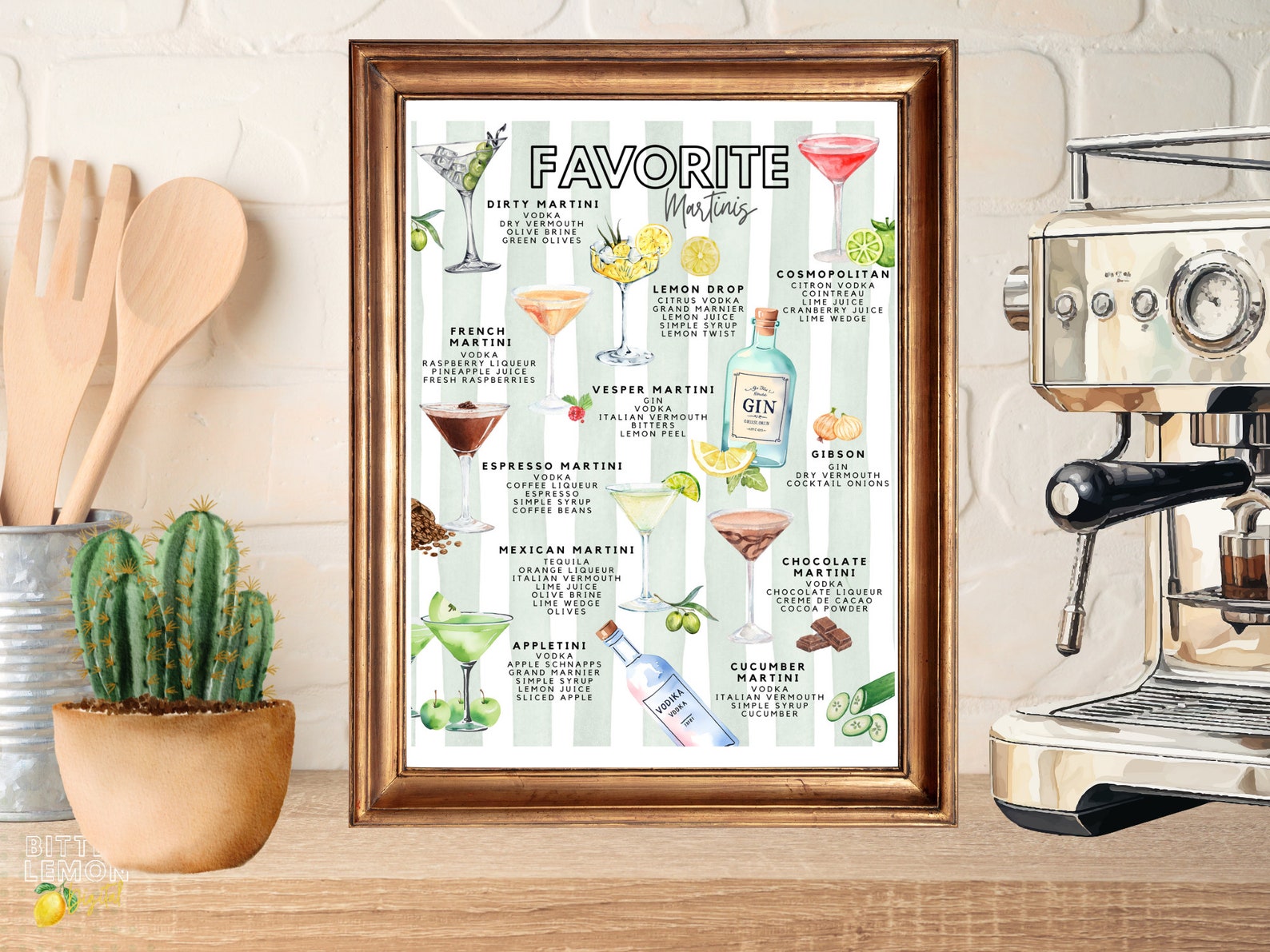 Printable Favorite Martinis List | Classic Martini Recipes - Etsy