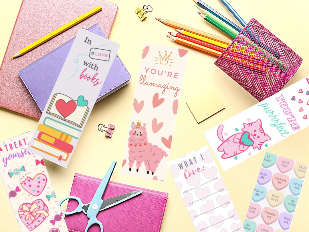 Printable Bookmark Set of 6 Valentine's Day - Etsy