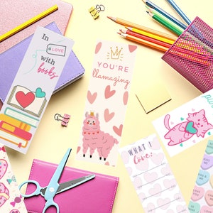 Printable Bookmark Set of 6 Valentine's Day - Etsy