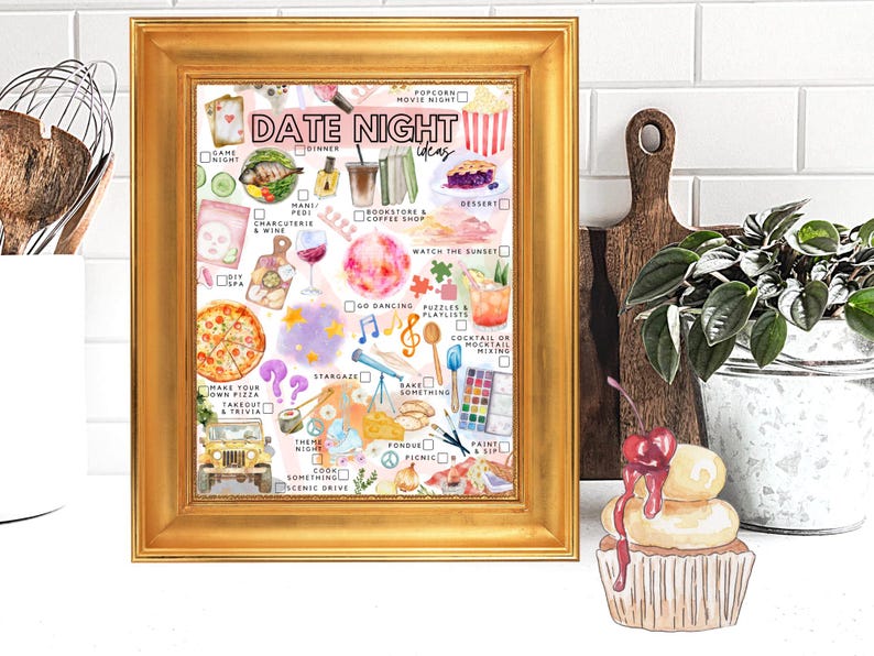 Printable Date Night Ideas Checklist | Romantic Date Activities To-do ...