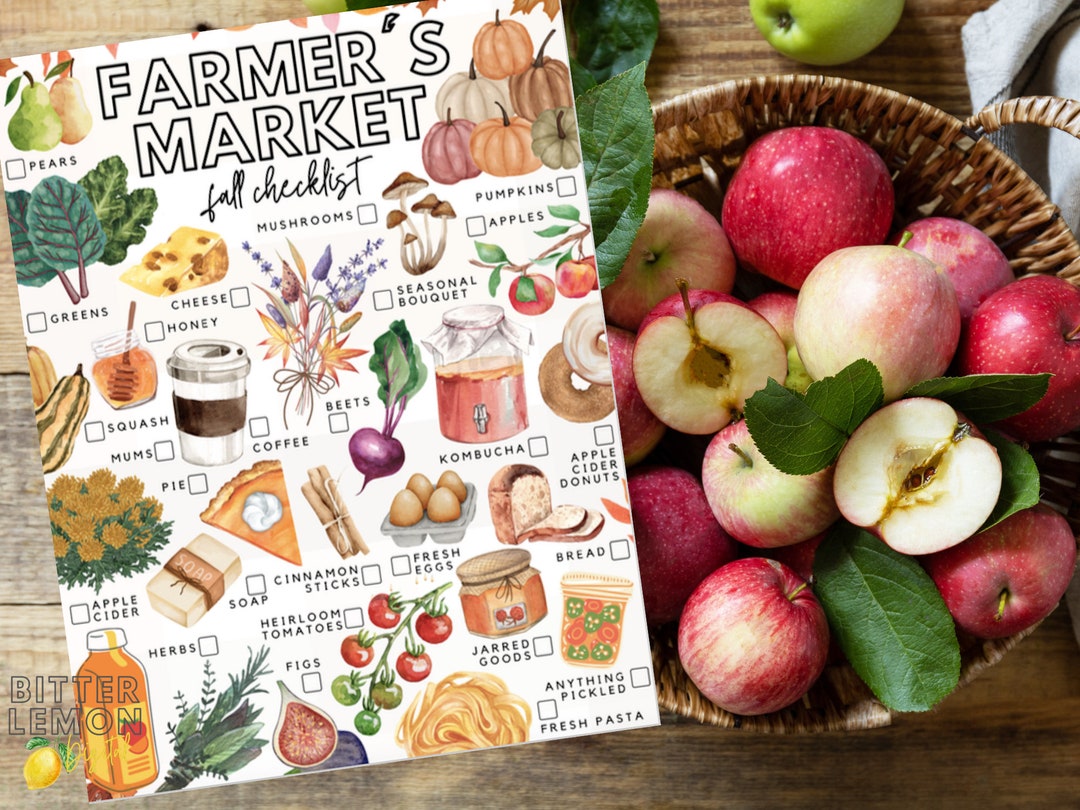 Printable Farmer's Market Fall Checklist | Fall Market List - Etsy
