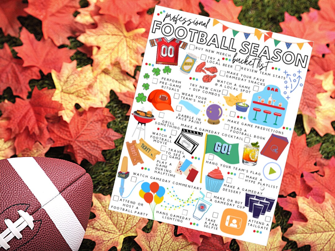 Pro Football Season Bucket List | Professional Football To-do List - Etsy