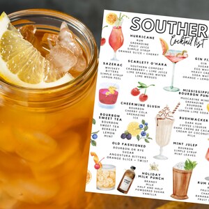 Printable Southern Cocktail List | Southern Drink Recipes - Etsy