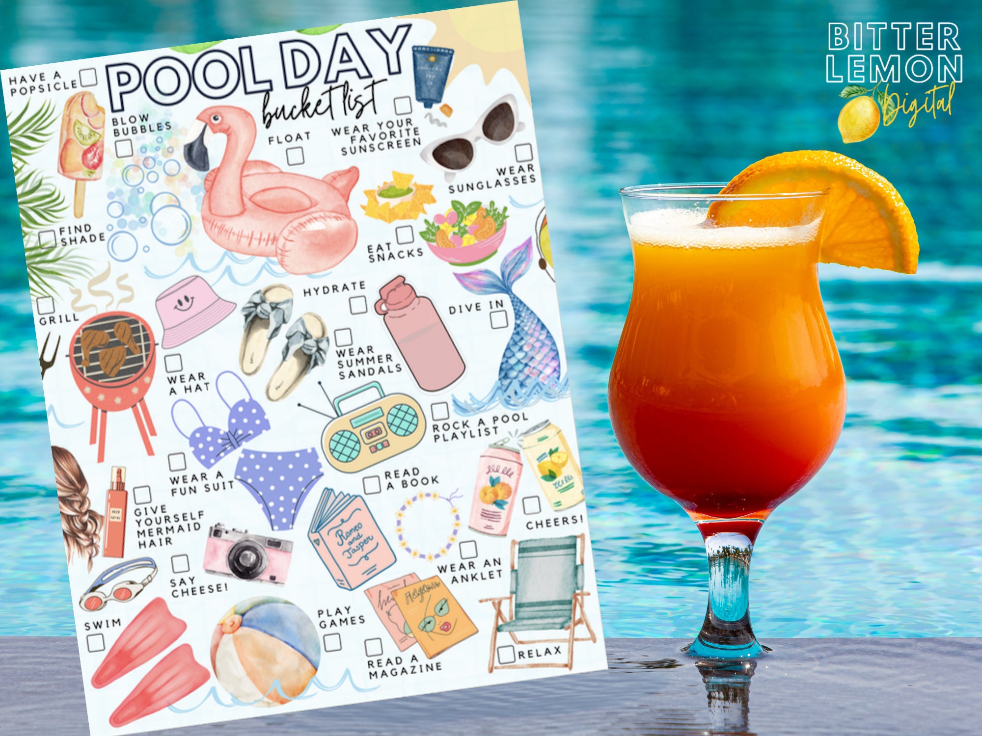 Printable Pool Day Bucket List Pool Day To-do List - Etsy