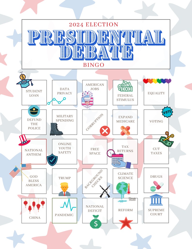 2024 Presidential Debate Printable BINGO Pack of 6 | Election Debate ...