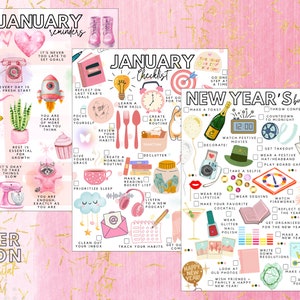 January Checklist Printable Bundle: Reminders, Bucket List (PDF) - Etsy