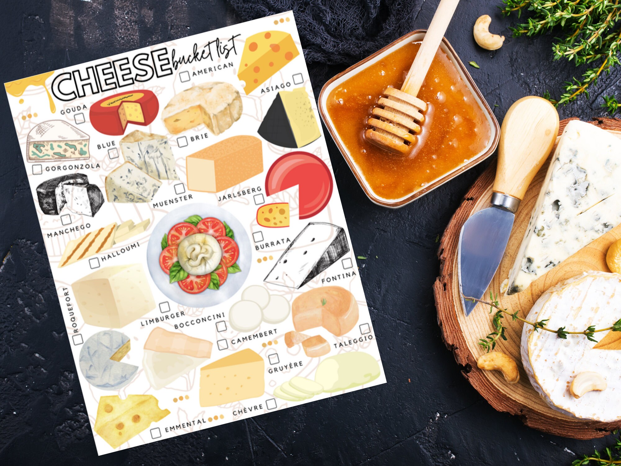 Printable Cheese Bucket List: Foodie Gift (PDF Download) - Etsy