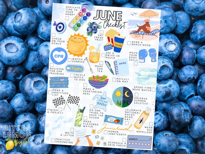 Printable June Checklist | June Bucket List - Etsy