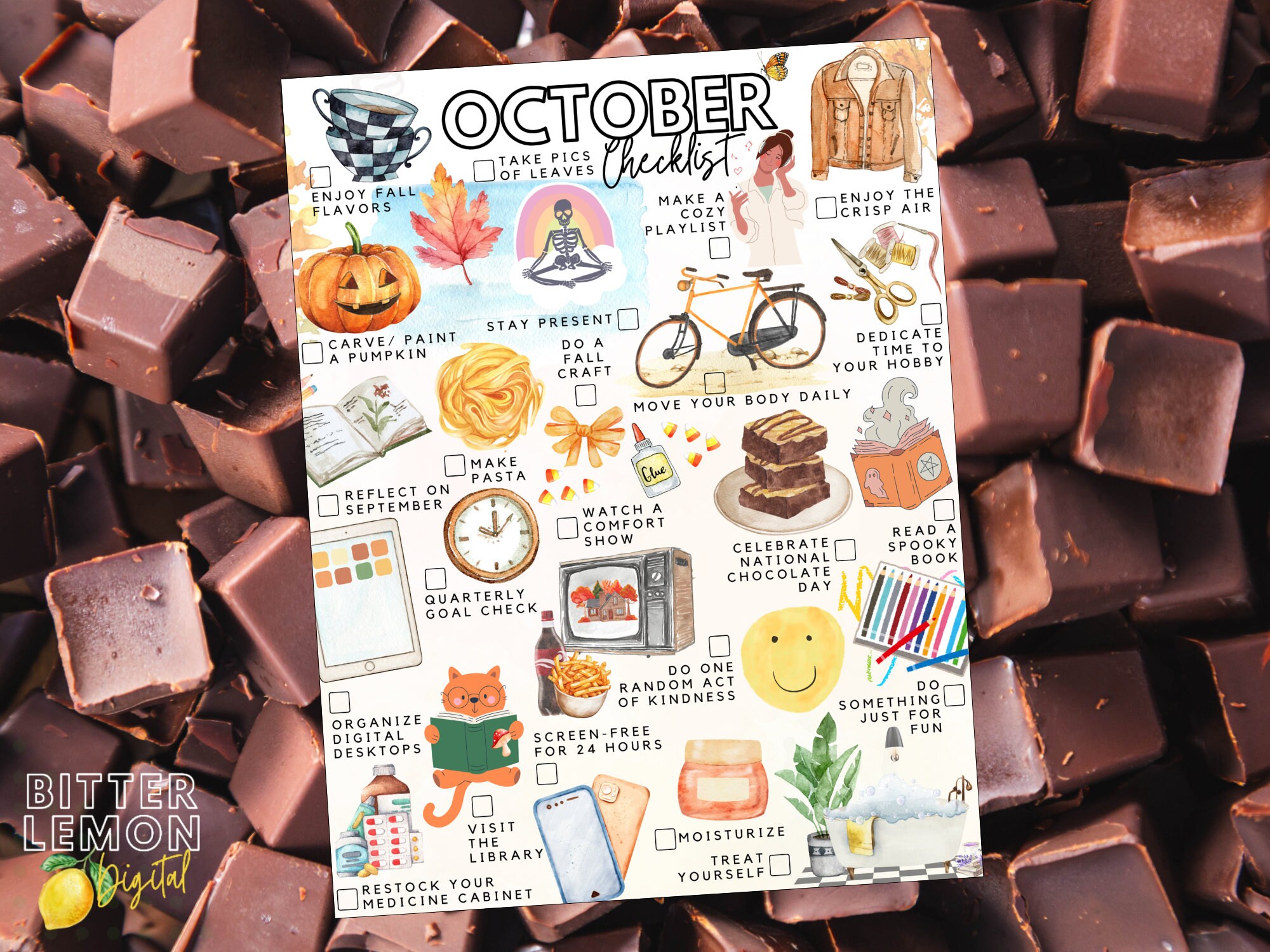 Printable October Checklist | October Bucket List - Etsy