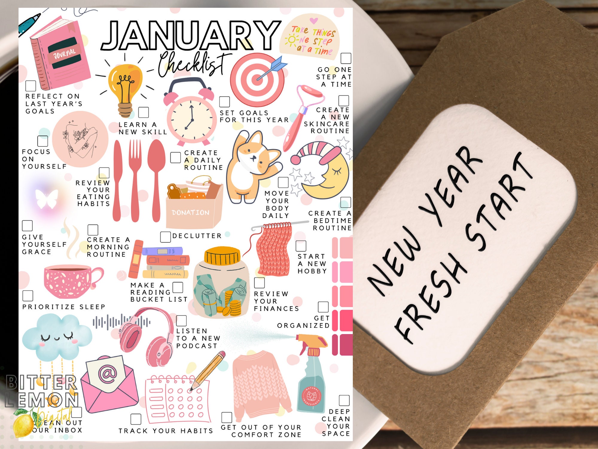 Printable January Checklist | January Bucket List - Etsy