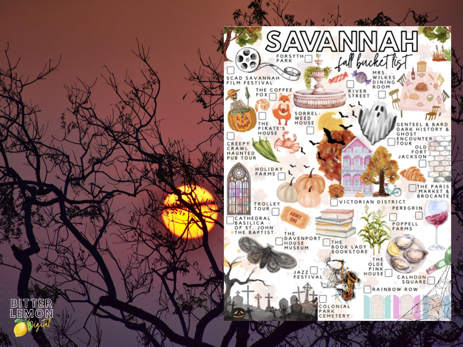 Savannah Georgia Fall Bucket List Printable (PDF) - Etsy