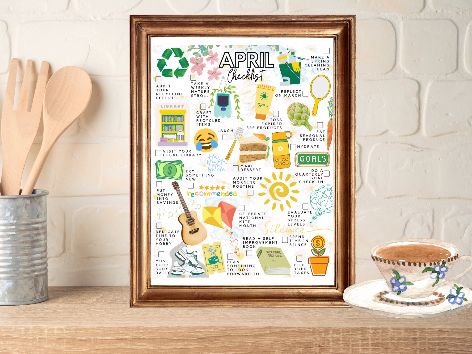 Printable April Checklist April Bucket List - Etsy