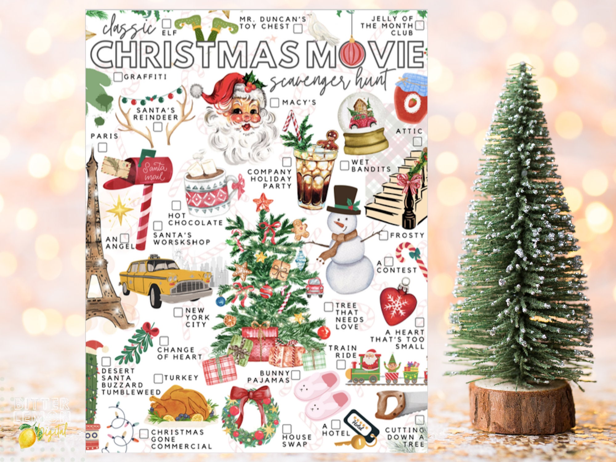 Christmas Movie Scavenger Hunt & Checklist (printable PDF) - Etsy