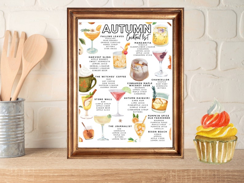 Printable Autumn Cocktail List | Fall Cocktail Recipes - Etsy