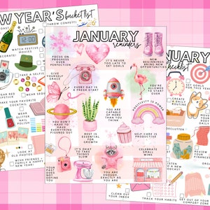 January Checklist Printable Bundle: Reminders, Bucket List (PDF) - Etsy