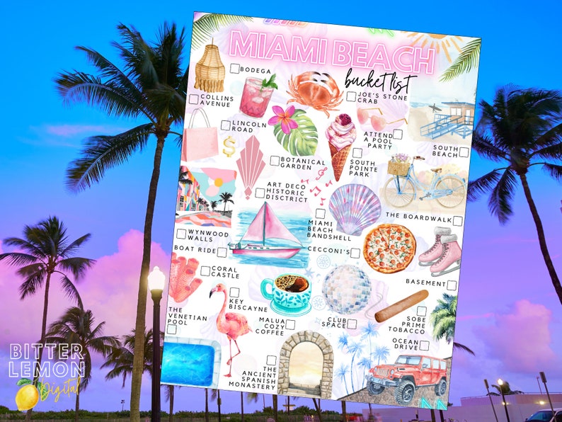 Printable Miami Beach Bucket List Miami Florida To-do List - Etsy
